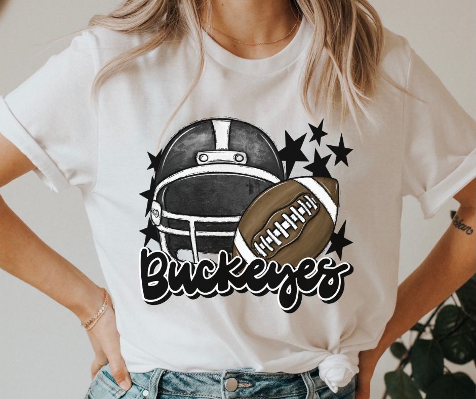 Buckeyes Mascot (stars - black helmet) - DTF – Screen Print Transfers ...