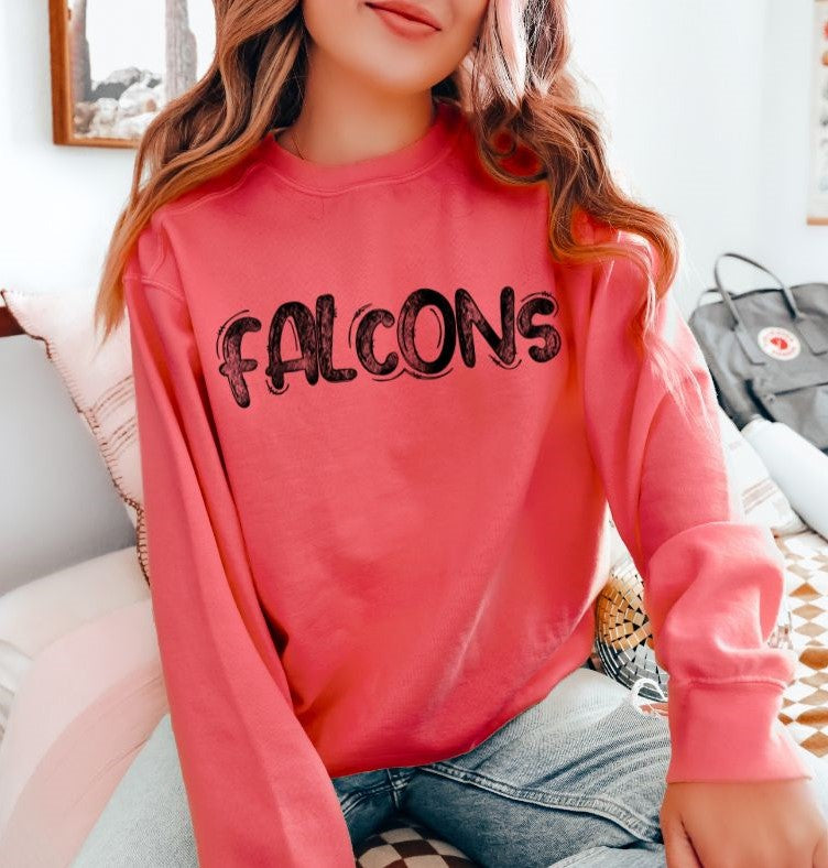 Falcons (handwritten bubble mascot) - DTF – BEC Print & Apparel